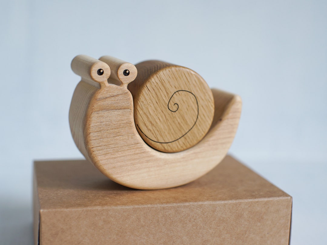 Wooden Toy Snail, Swinging Handcrafted Animal Toy, Wood Baby Rattle 1 ...