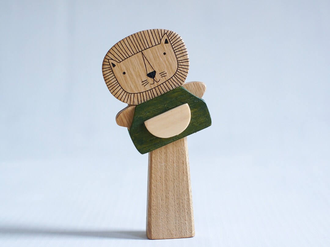 Wooden Lion Rattle, Hancrafted Baby Toys, Wooden Rattle Toy, Toddler ...