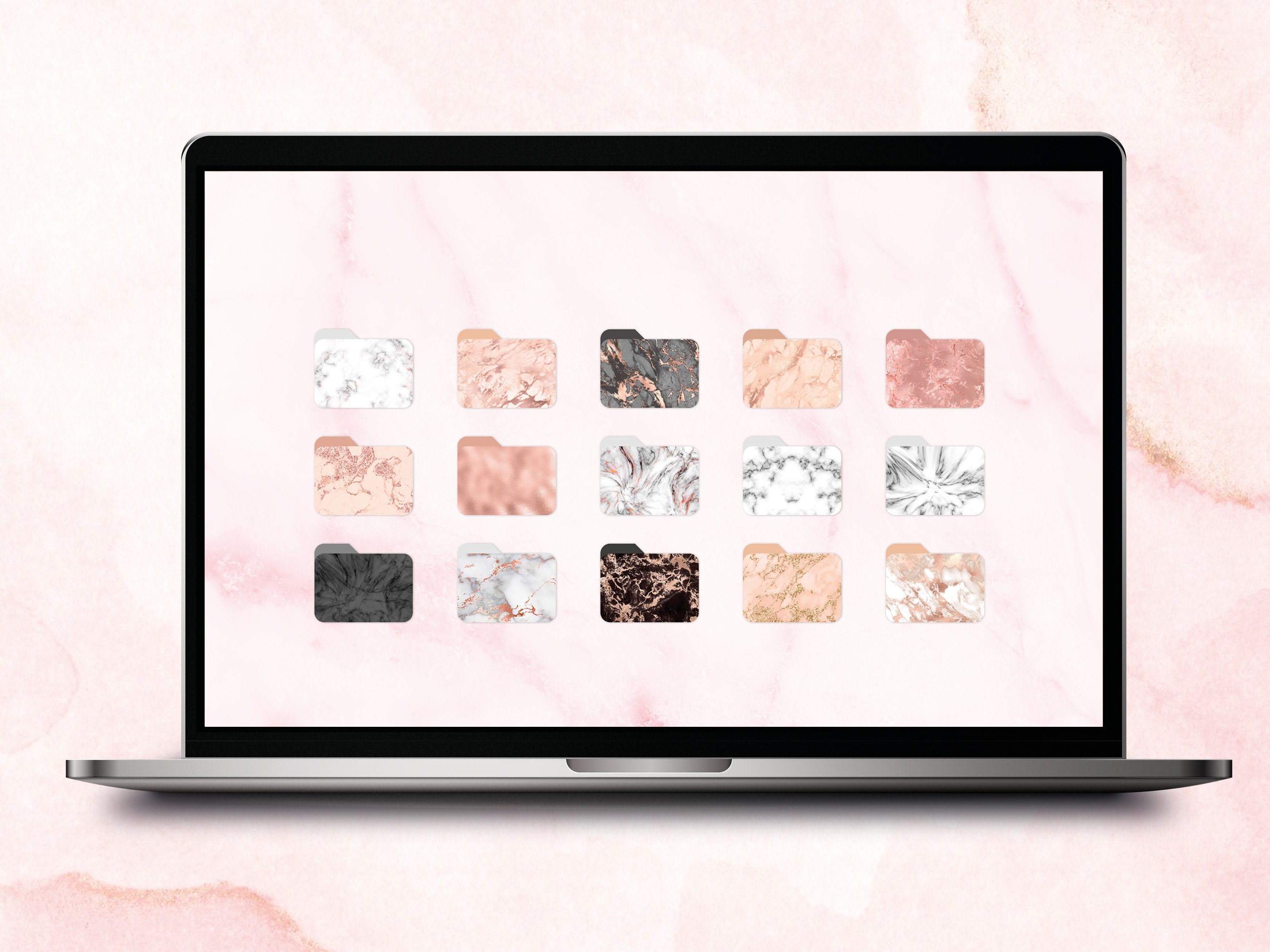 15 Marble Desktop Folder Icons for Macbook, Mac and Windows, Rose Gold ...