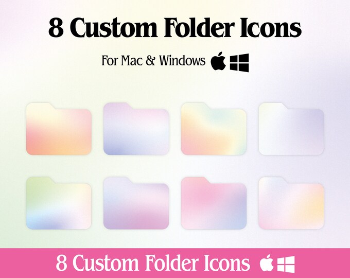 8 Aura Desktop Folder Icons for Macbook, Mac and Windows, Gradient ...
