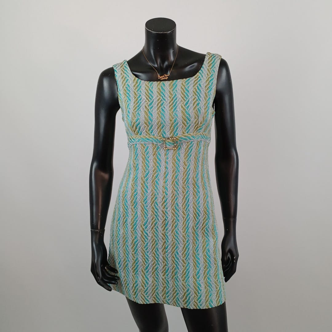 Vintage Mod Party Dress, Metallic Vintage Dress, Silver Vintage Dress ...