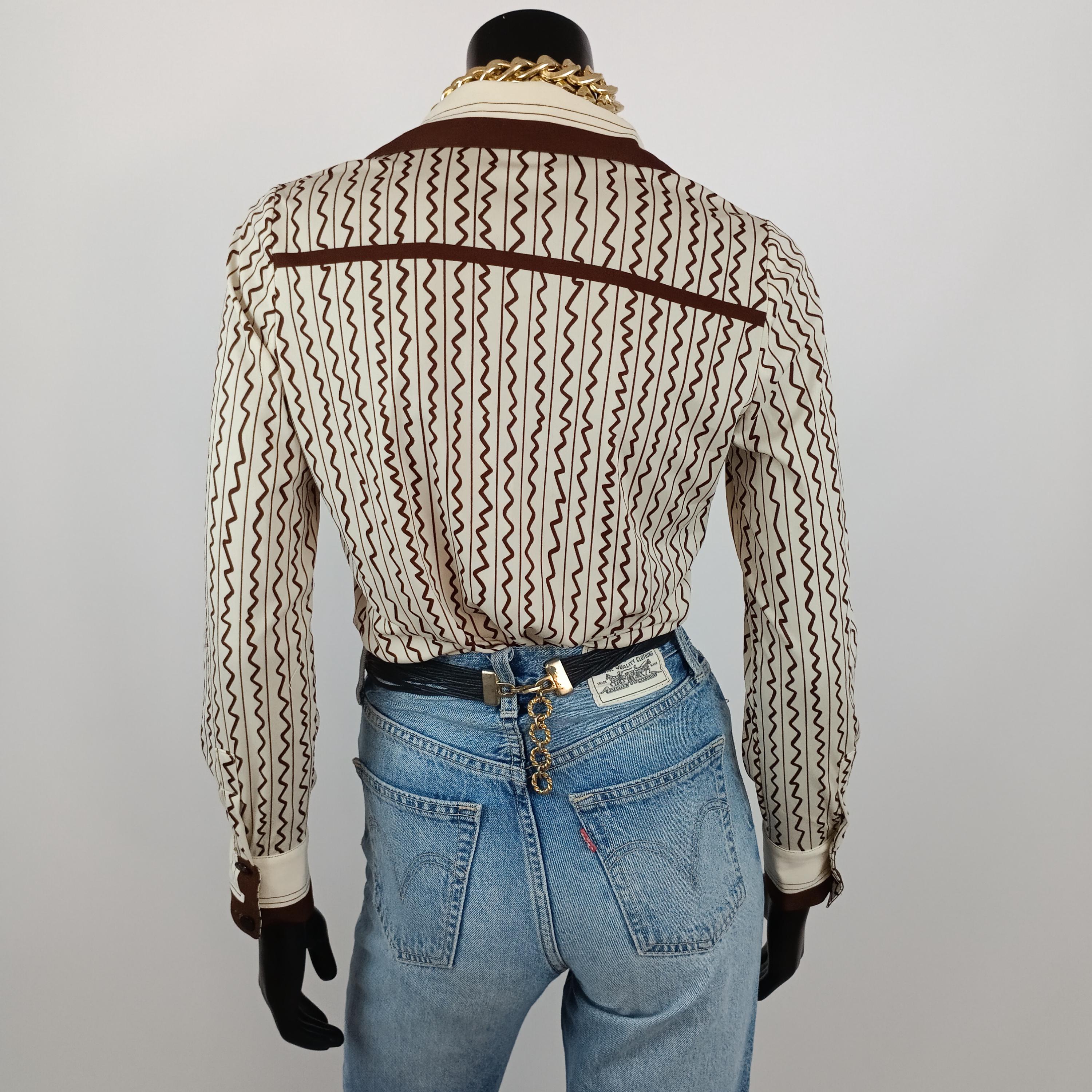 Vintage Loud Shirt, 70s Cream Brown Shirt, Retro Bold Shirt, 70s ...