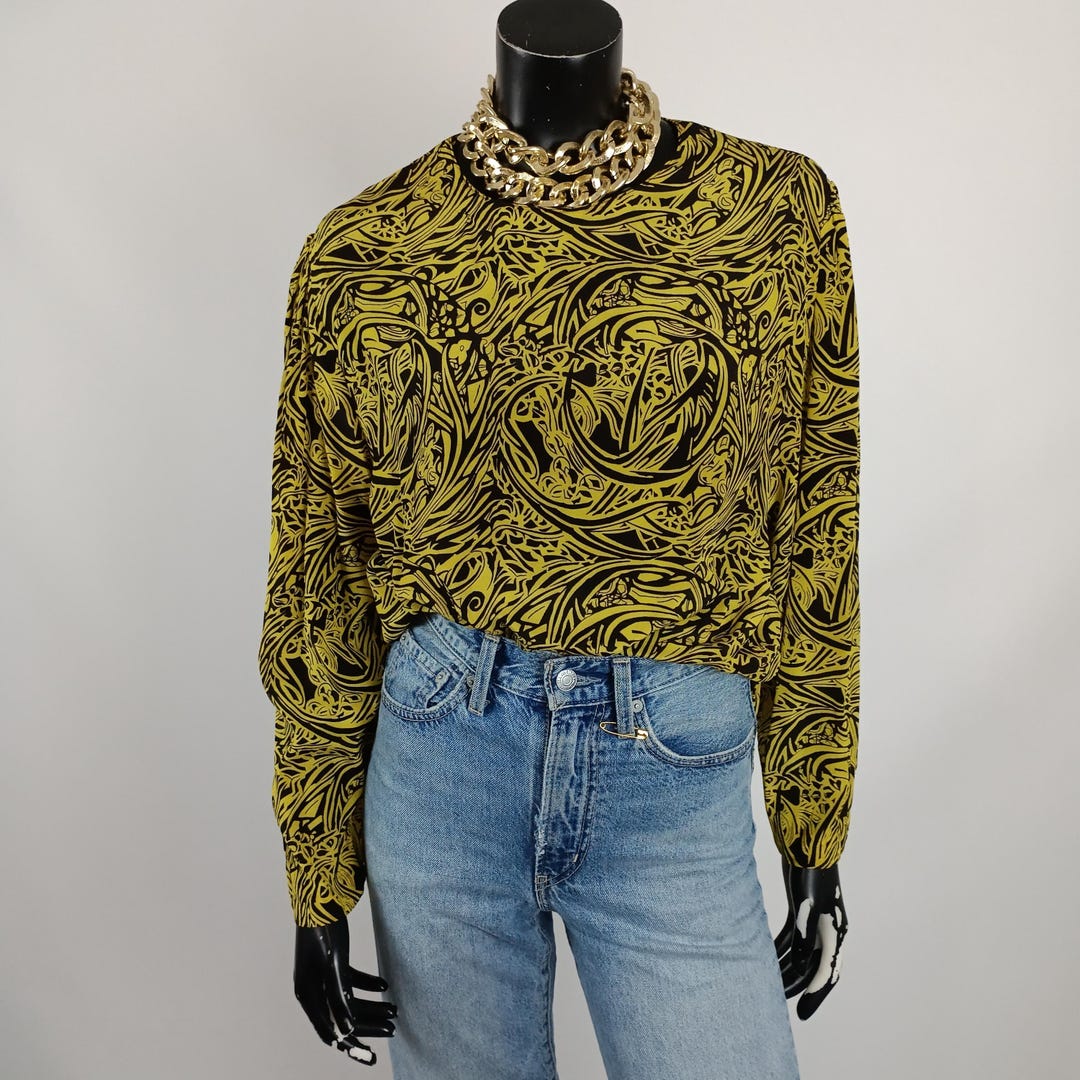 Vintage Silk Blouse, Art Nouveau Silk Blouse, Art Nouveau Shirt, Art ...
