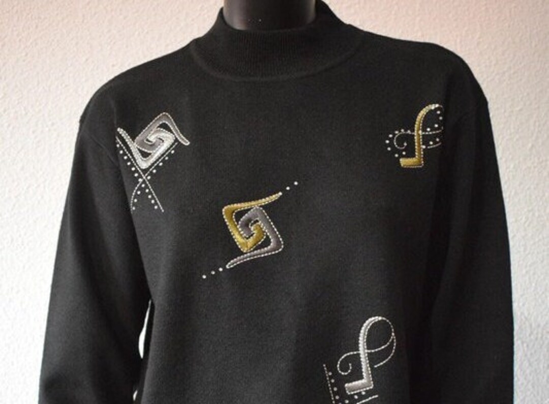 Black Gold Metallic Vintage Kitsch 90s Diamante High Neck Gold - Etsy