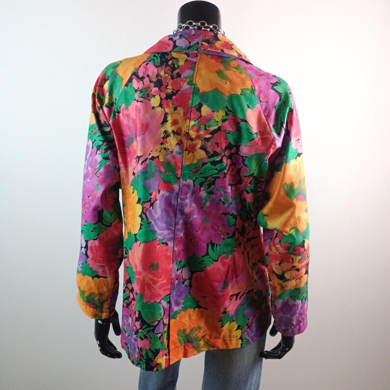90s Bright Floral Blazer, 90s Handmade Summer Jacket, Wedding Guest ...