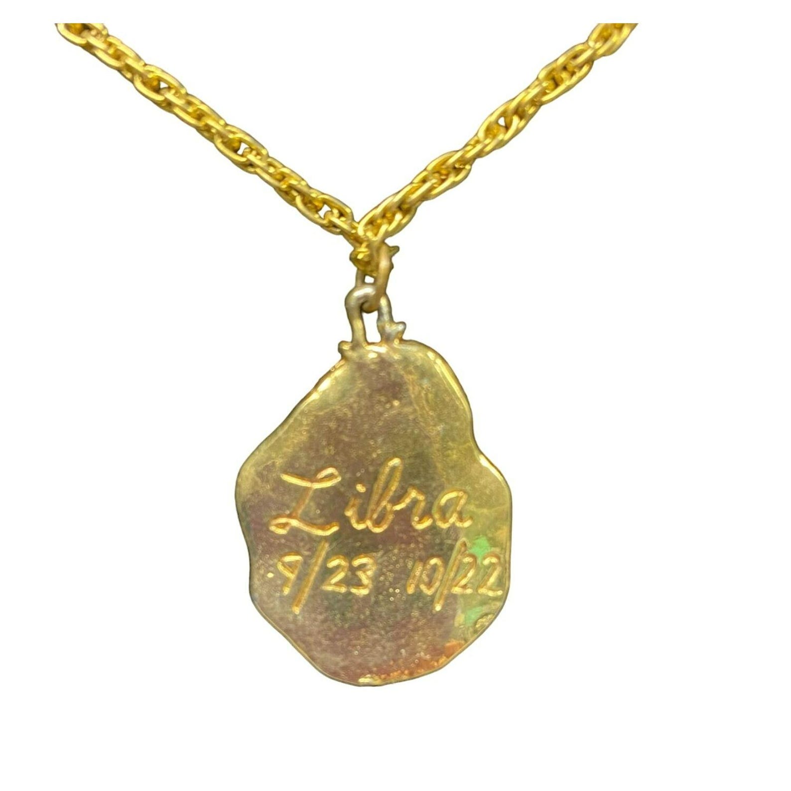 Vintage Libra Scales of Justice Zodiac Pendant Necklace Gold Tone 18 ...