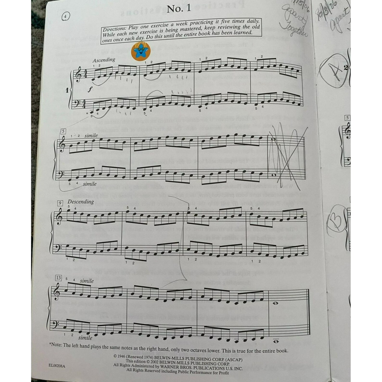 Hanon-schaum Book One Piano Exercises Sheet Music Warner Bros ...