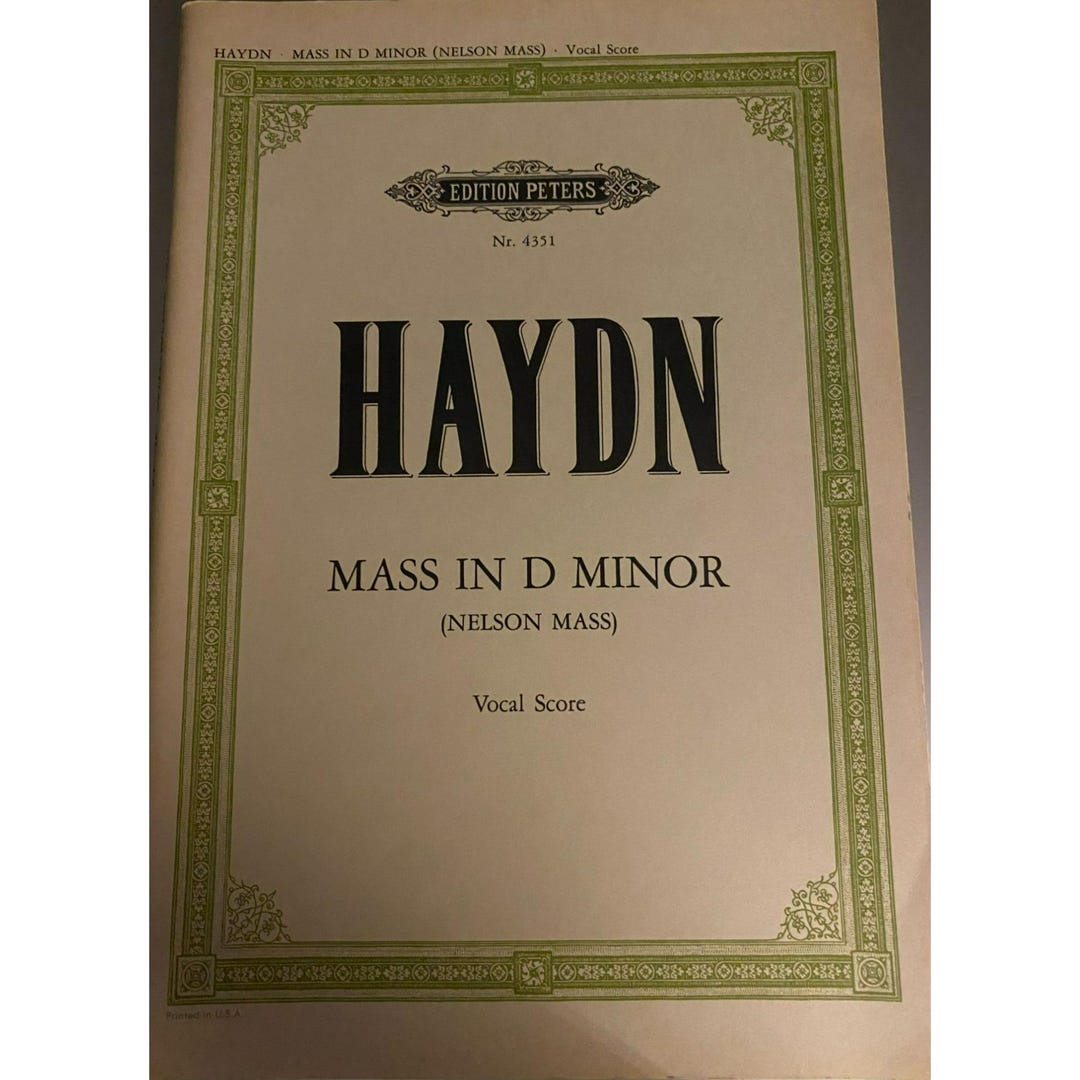 Haydn Mass in D Minor (nelson Mass) Vocal Score by Wilhelm Weismann ...