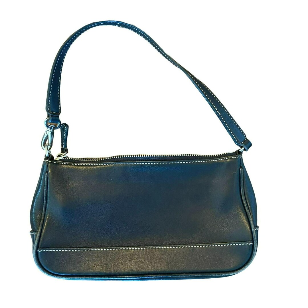 Vintage Coach Hampton 7785 Black Leather Shoulder Bag With White ...