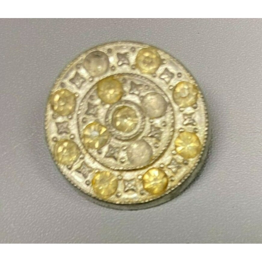 Antique Art Deco Mandela Circle Pot Metal Paste Stones Brooch - Etsy
