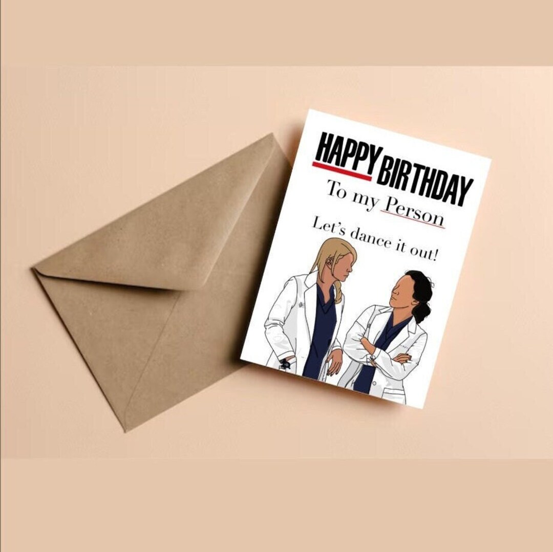 Greys Anatomy Inspired Birthday Card, Meredith Grey and Cristina Yang ...