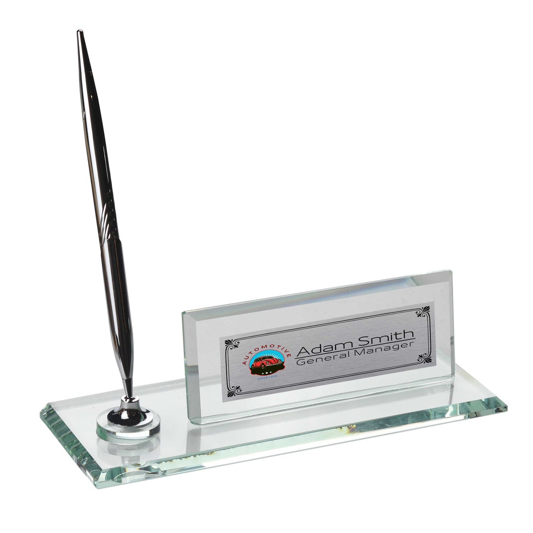 Personalized Luxury Desk Name Plate Clear Glass Desk Name Plate With ...