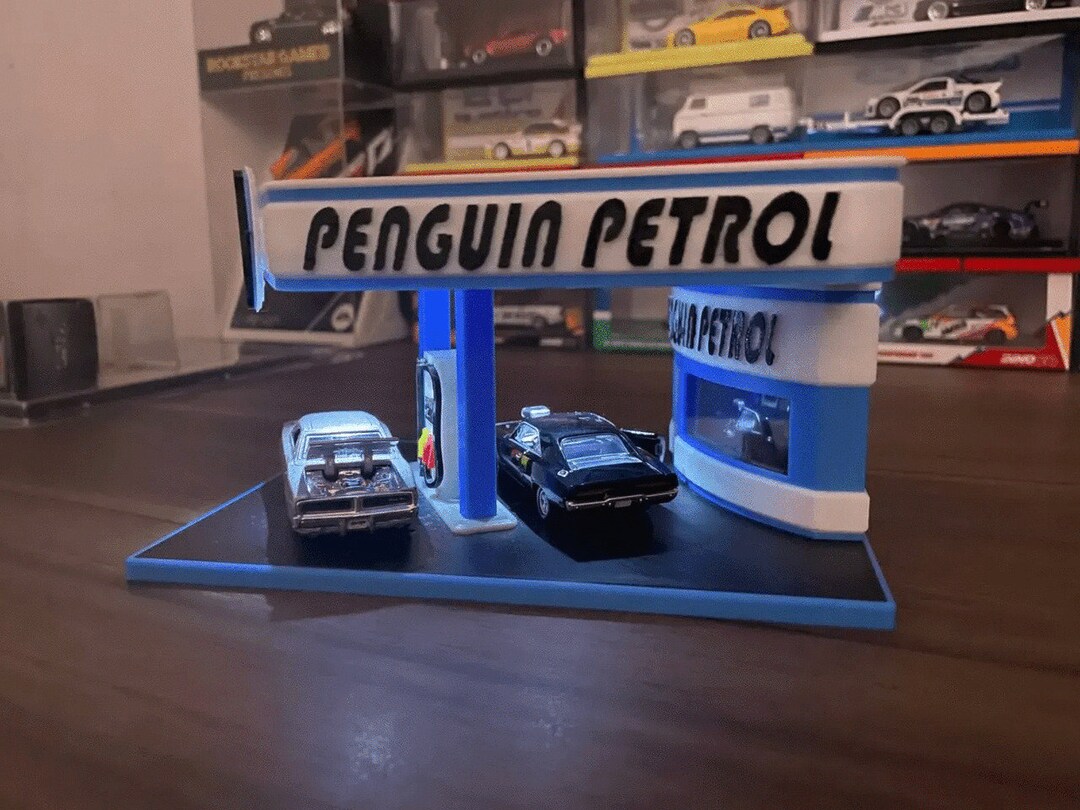 Penguin Petrol Gas Station Display Diorama Compatible With Hot Wheels ...