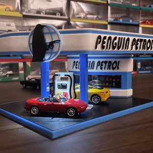Penguin Petrol Gas Station Display Diorama Compatible With Hot Wheels ...