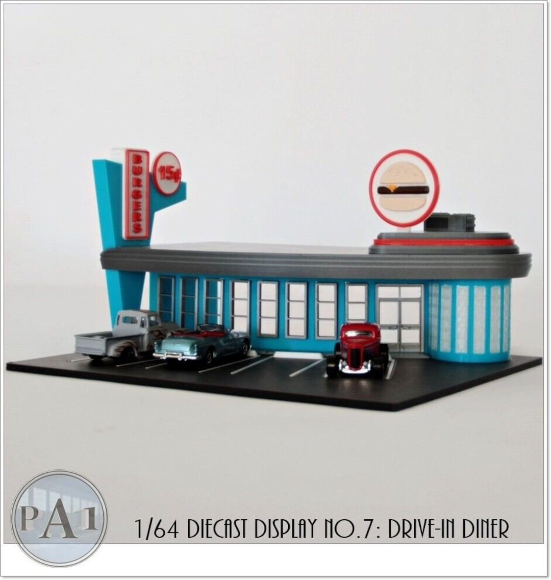 60's Drive in Diner Diorama Display Compatible With Hot Wheels Matchbox ...