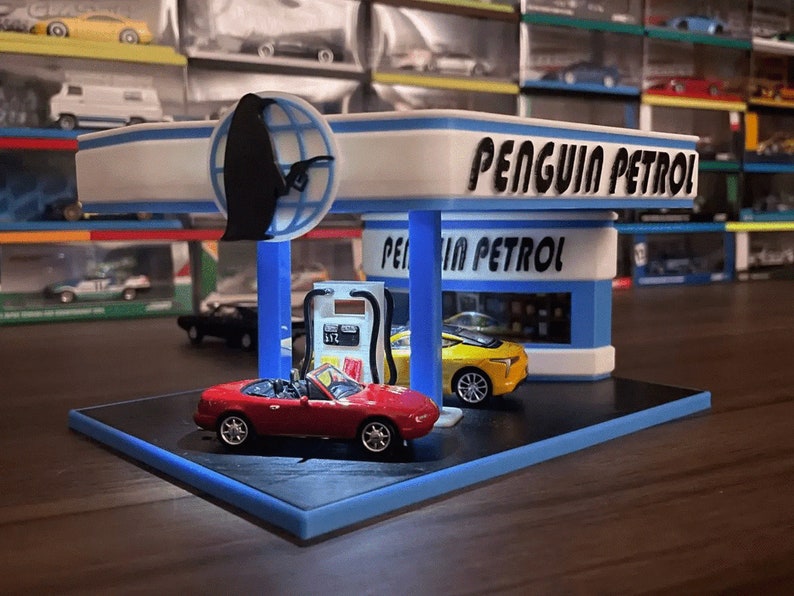 Penguin Petrol Gas Station Display Diorama Compatible With Hot Wheels ...