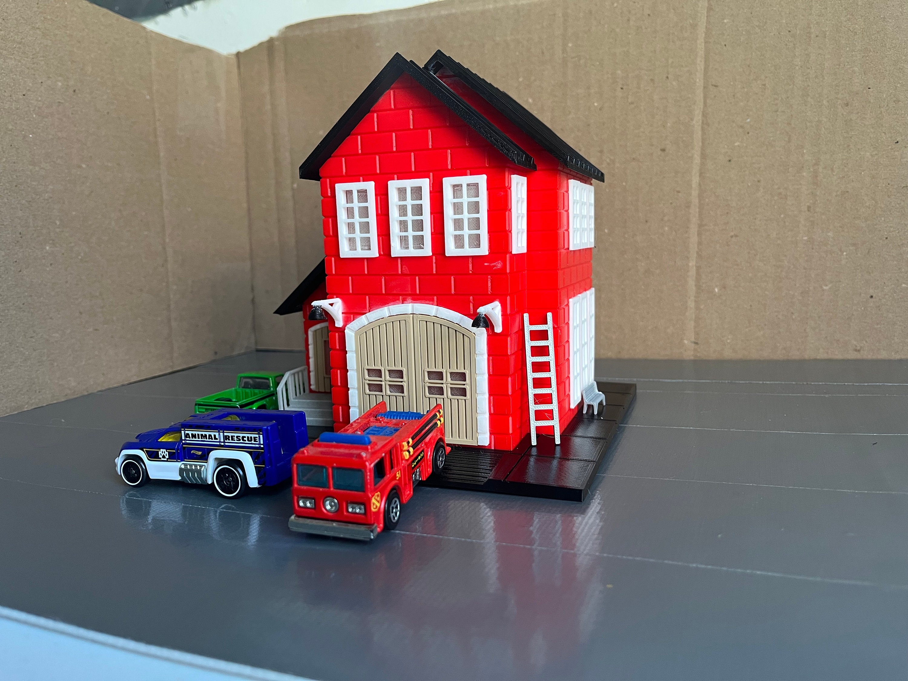 The Fire House Fire Station Diorama Display Compatible With Hot Wheels ...