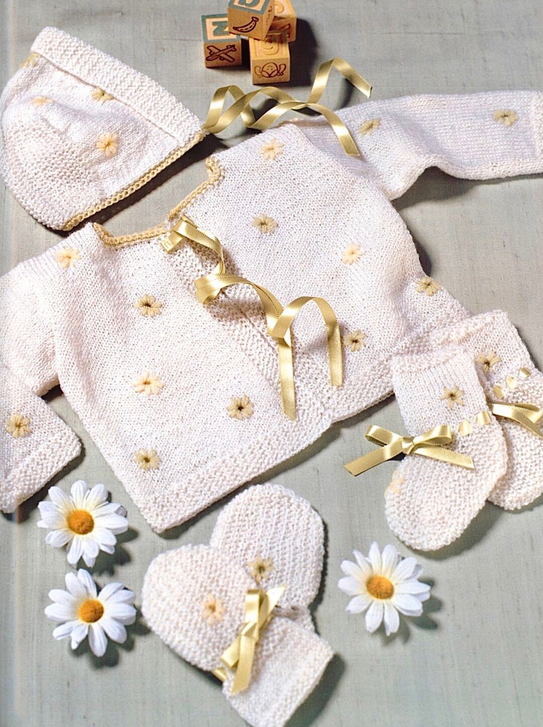 Baby Clothes KNITTING PATTERN, Embroidered Baby Set 4 Items, Knitting ...