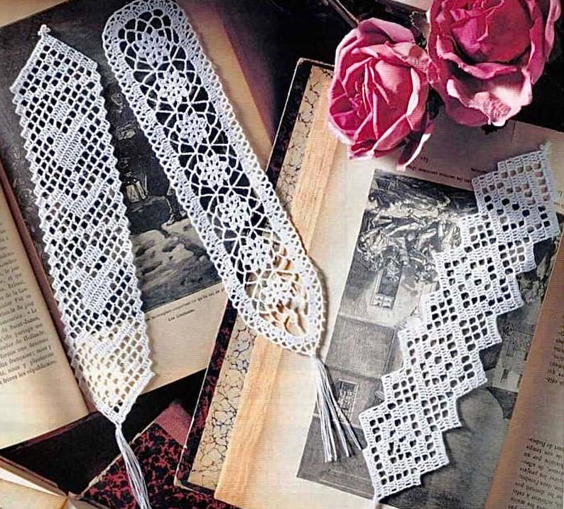 Crochet Bookmark Pattern 3 Filet Crochet Patterns, Vintage Bookmark ...