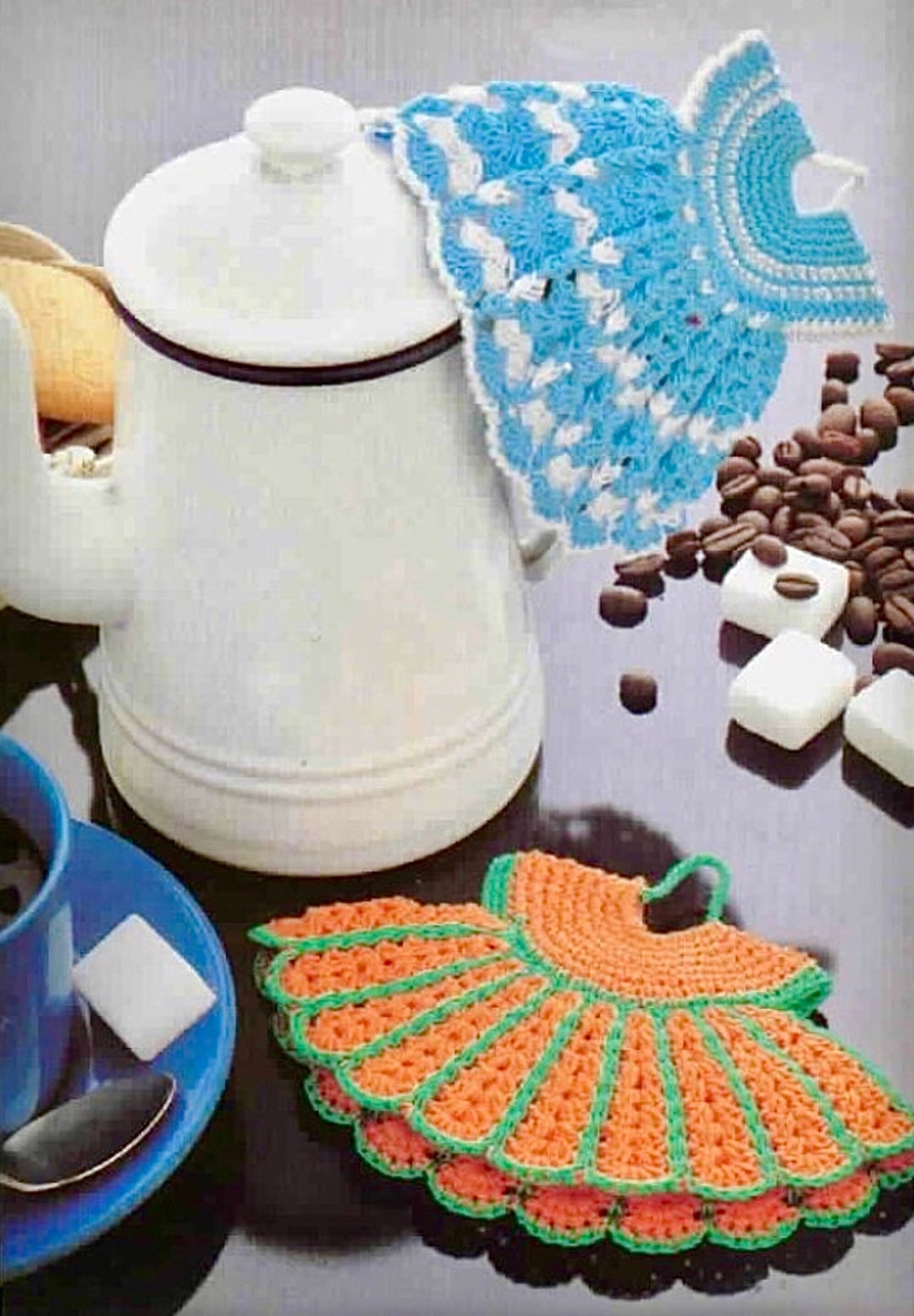 Crochet Potholder Pattern, Little Dress Crochet Pattern, Vintage ...