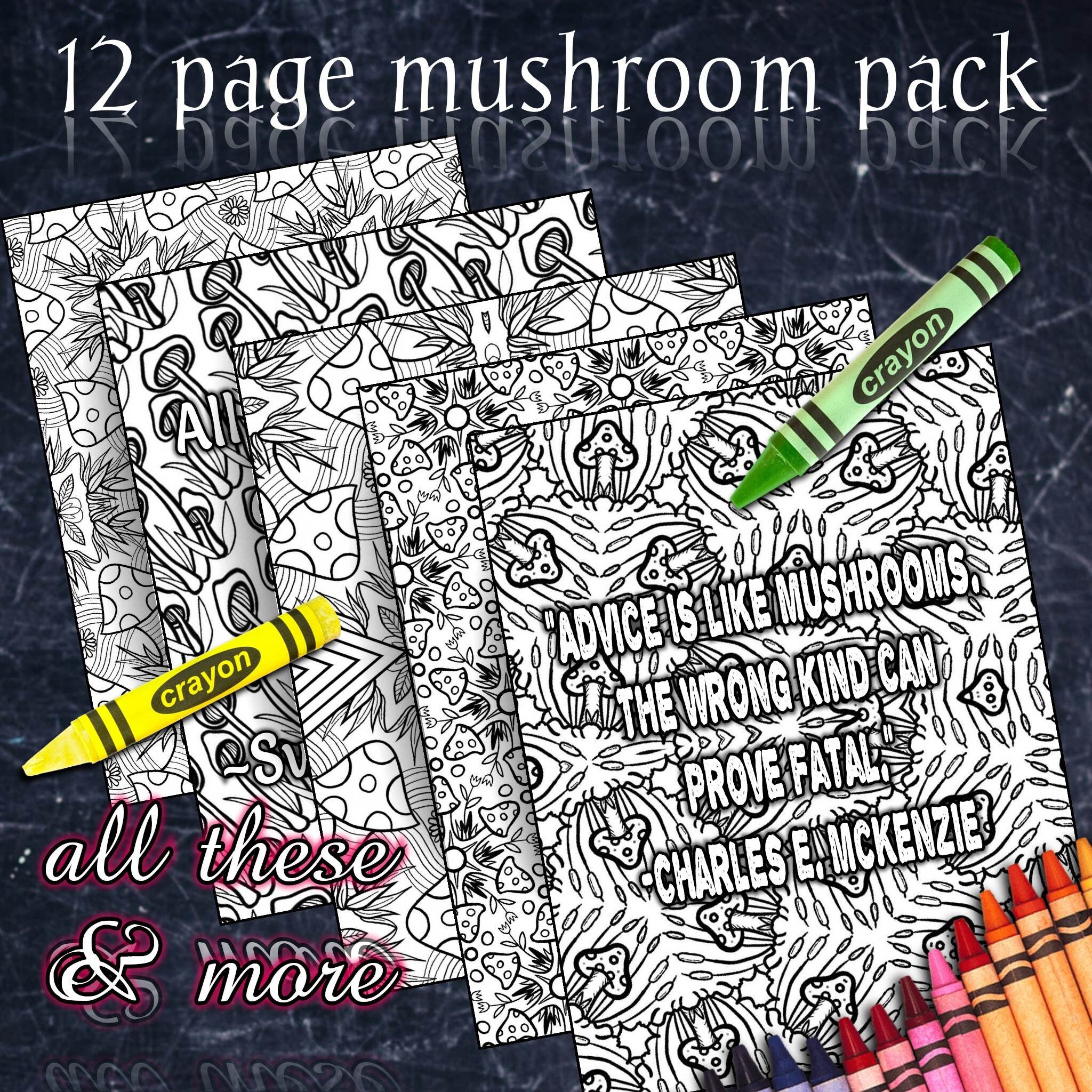 12 Page Mushroom Coloring Page Bundle - Etsy