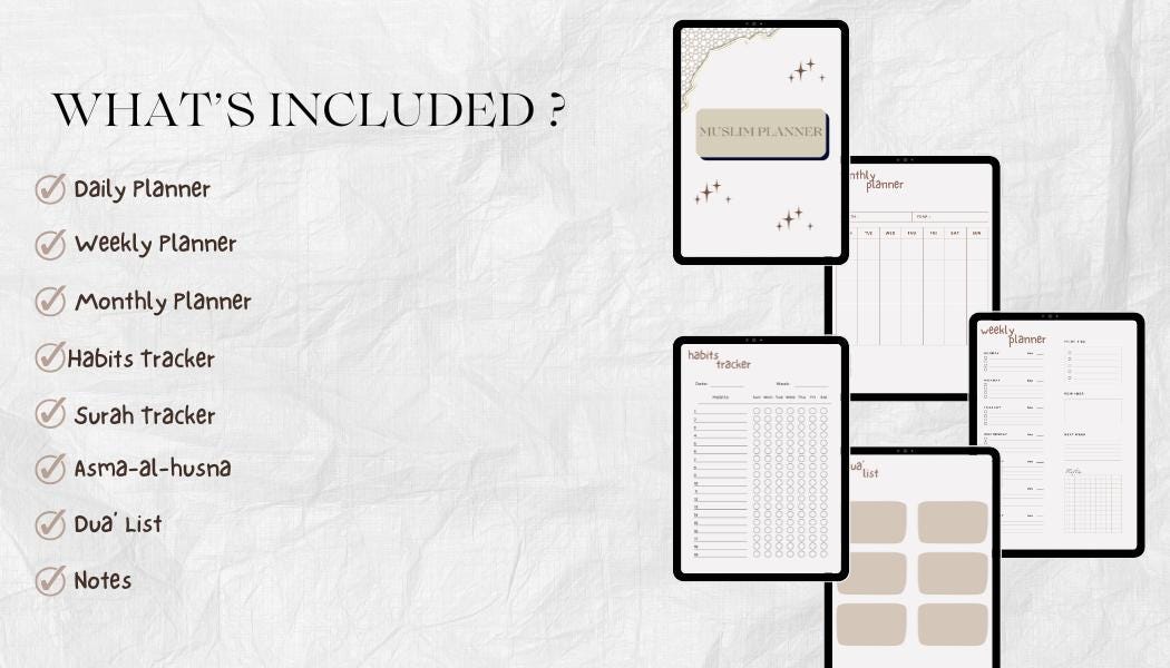 Muslim Digital Planner Islamic Agenda With Prayer Tracker, Goal Setting ...