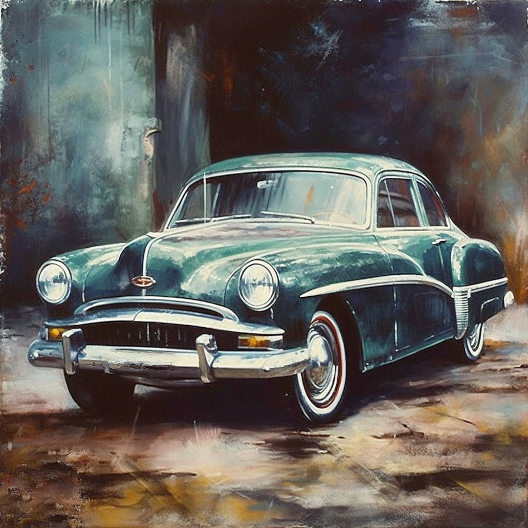 Classic Car Painting, Vintage Car Painting, Classic Car Wall Art ...