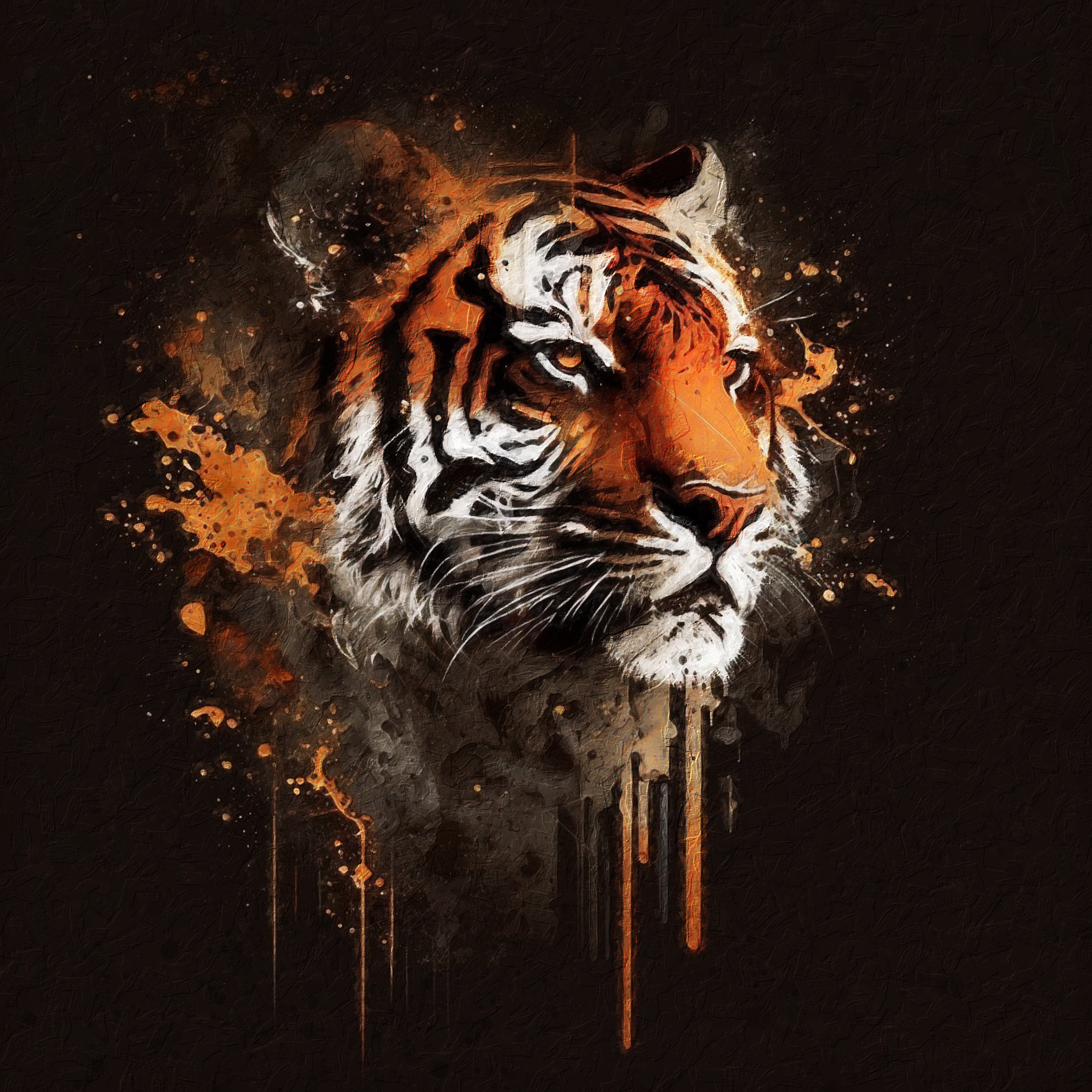 Colorful Tiger Painting, Tiger Art, Wildlife Art, Animal Art, Wall Art ...