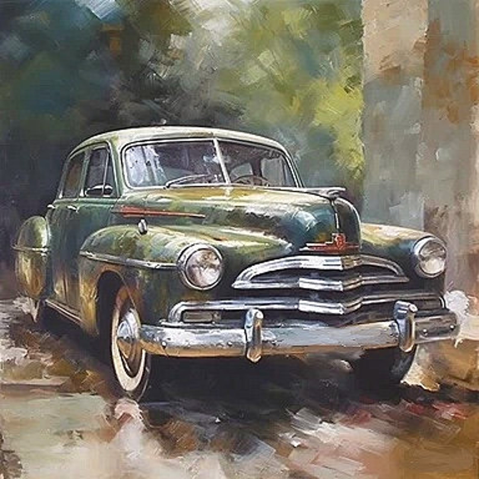 Classic Car Art, Vintage Car Art, Classic Car Painting, Vintage Car ...