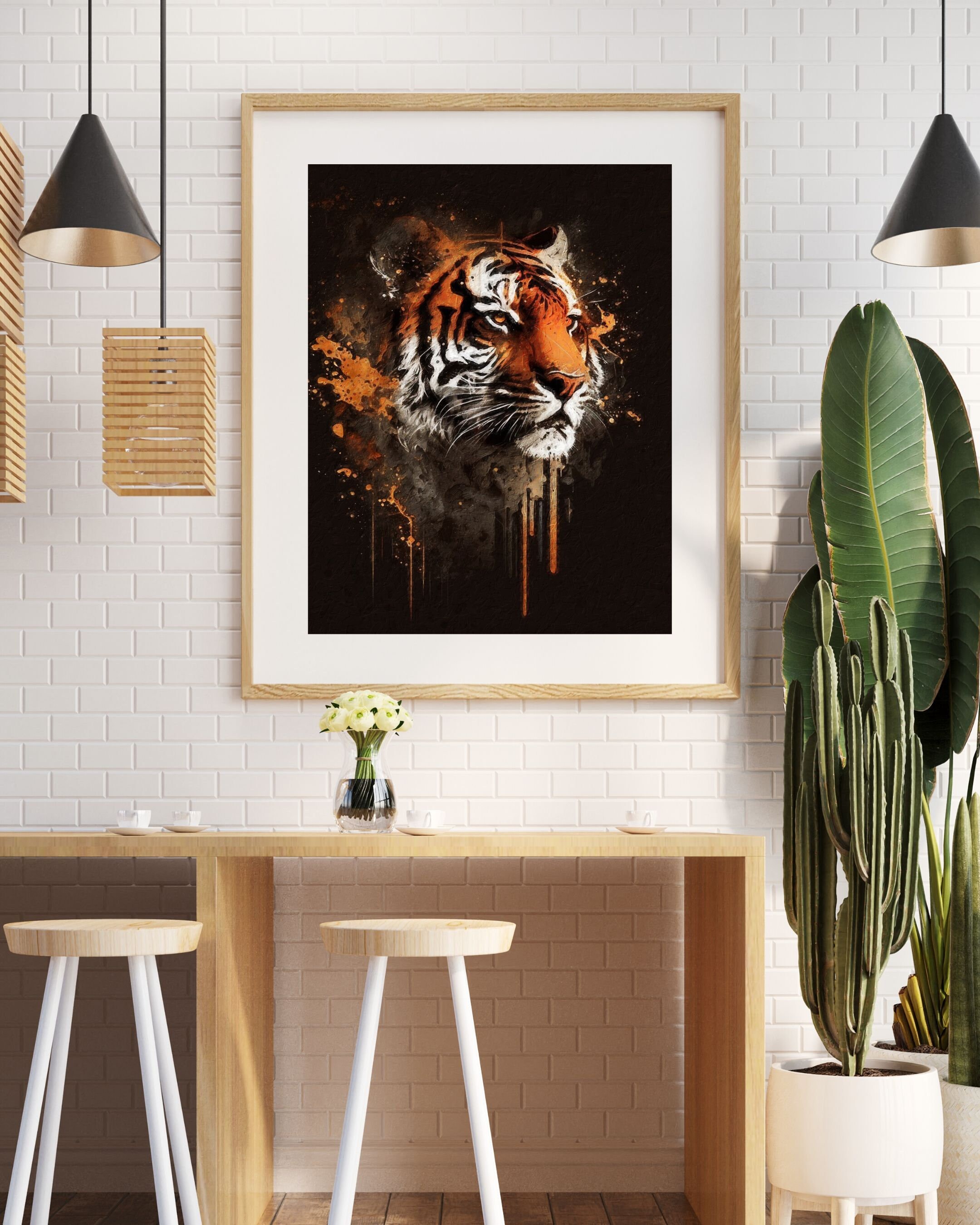 Colorful Tiger Painting, Tiger Art, Wildlife Art, Animal Art, Wall Art ...