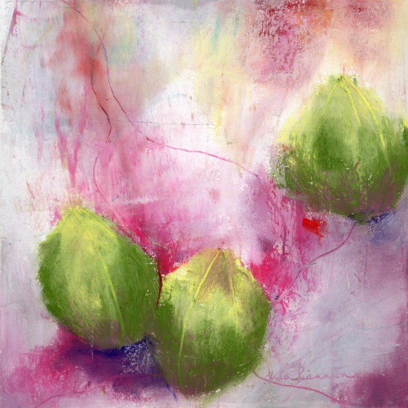 Original Oil Pastel Artwork Painting Floral Abstract - Etsy