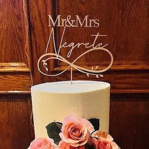 Personalized Infinity Symbol Wedding Cake Topper , Rustic Wedding Cake ...