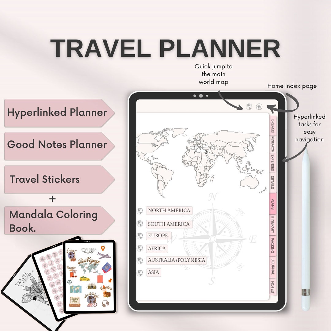 Digital Planner Travel, Goodnotes Planner, iPad Planner, Notability ...