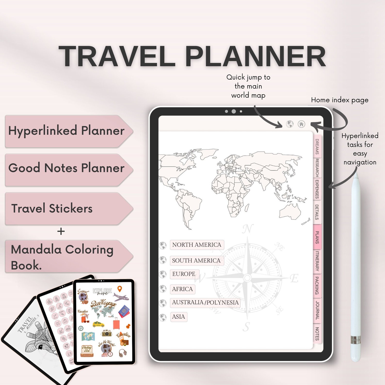 Digital Planner Travel, Goodnotes Planner, iPad Planner, Notability ...