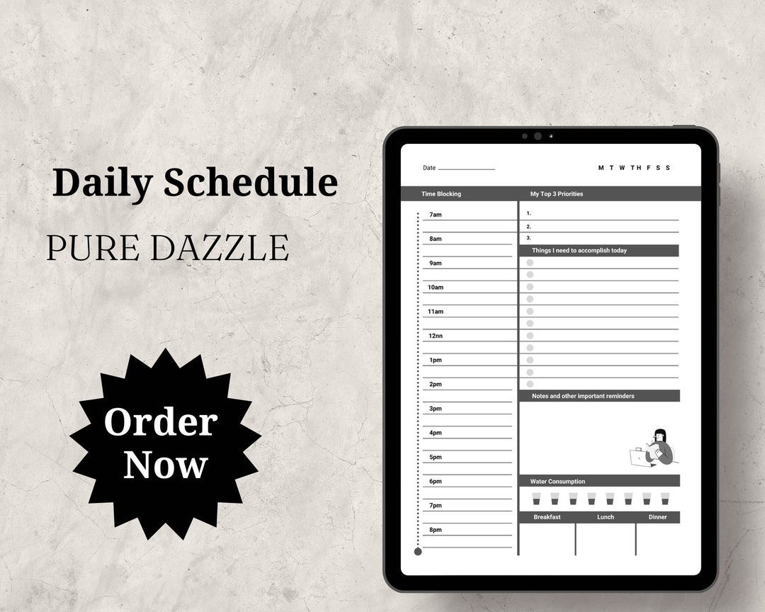 Daily Schedule Digital Planner daily Planner iPad Planner - Etsy