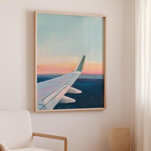 Airplane Wing Sunset Art Print: Luxury Travel Wall Decor (digital Art ...