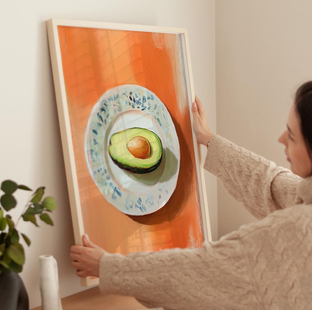 Retro Avocado Print, Avocado Wall Art, Instant Download, Kitchen ...