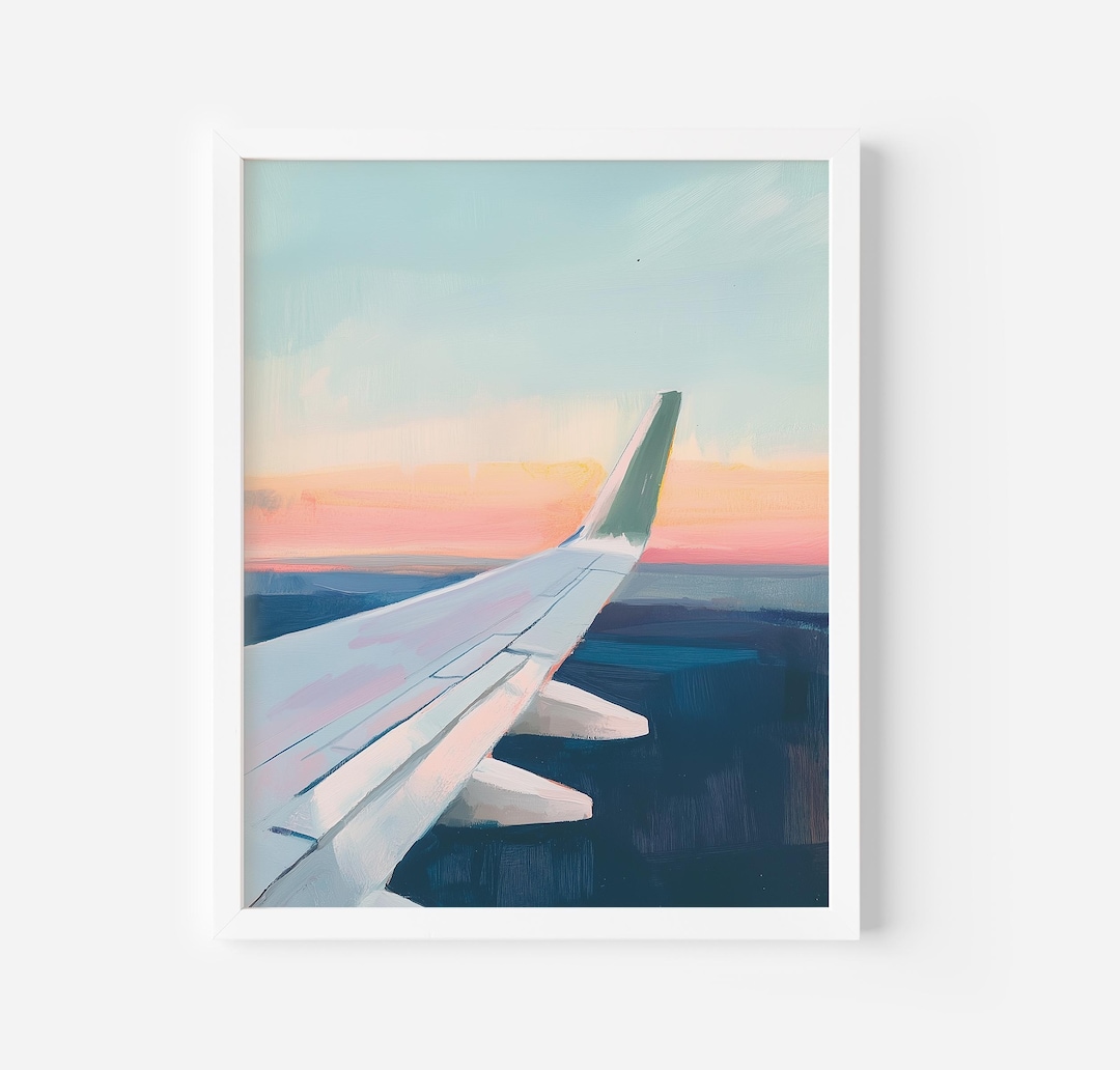 Airplane Window Art Print, Sunset Wall Art, Plane Wing Wall Art, Luxury ...