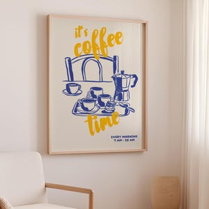 Retro Coffee Poster, Trendy Kitchen Decor, Its Coffee Time Print ...