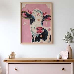 Pink Cow Print: Funky Western Farmhouse Art (digital Download), Boho ...