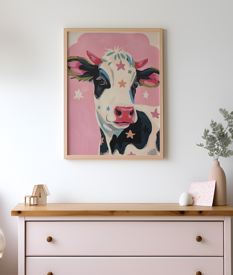 Pink Cow Print: Funky Western Farmhouse Art (digital Download), Boho ...