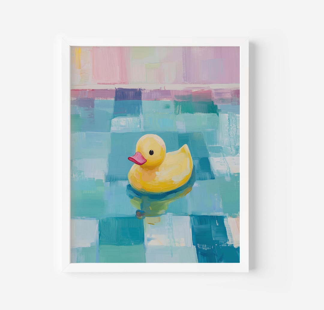 Rubber Duck Art Print, Fun Pool Wall Art, Playful Summer Decor, Bright ...
