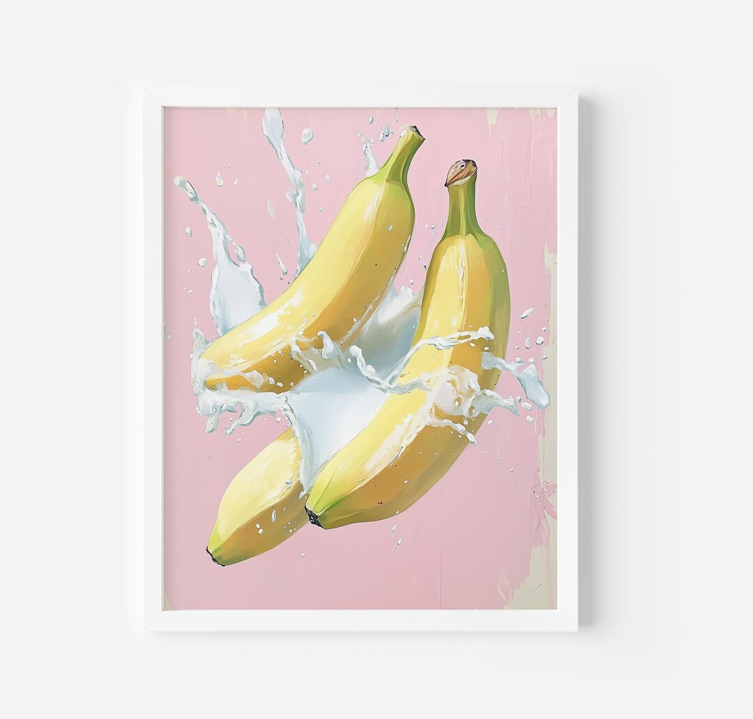 Bananas Printable, Cute Kitchen Decor, Minimalist Fruit Poster, Milk ...