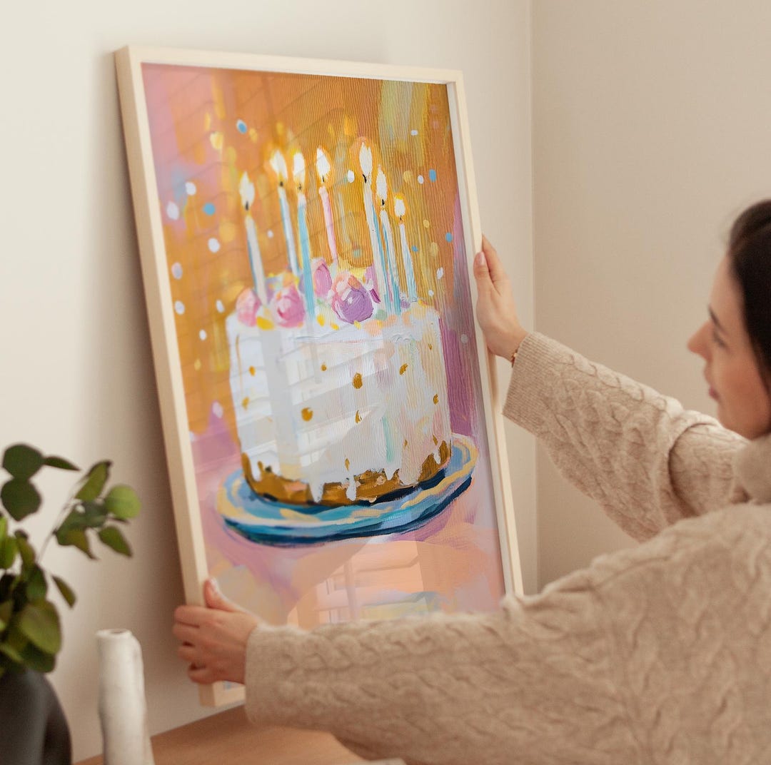 Retro Birthday Cake Print: Trendy Kitchen Wall Art (digital Download ...