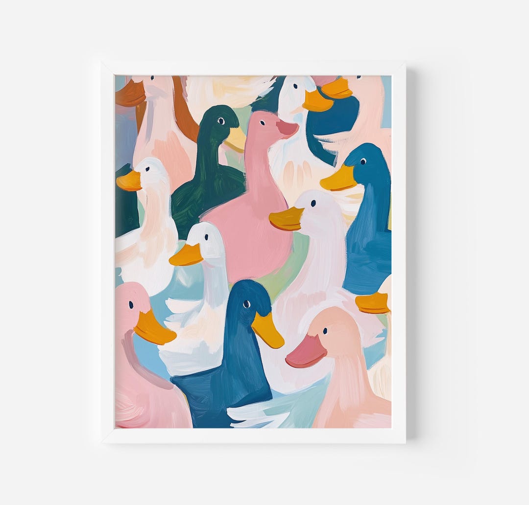 Pastel Colours Ducks Art Print, Nature Wildlife Wall Art,cute Duck ...