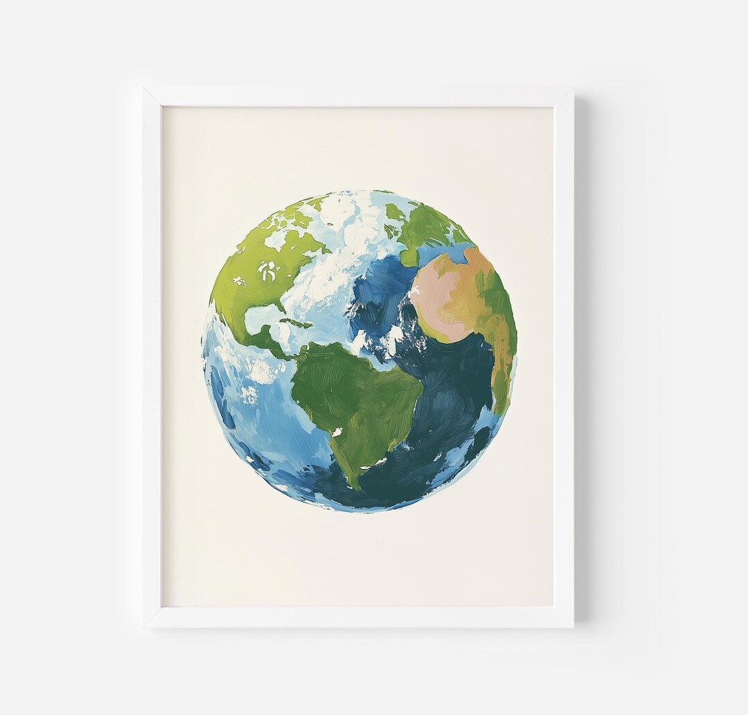 Blue Planet Art Print, Space Nursey Wall Art, Earth Printable, Earth ...