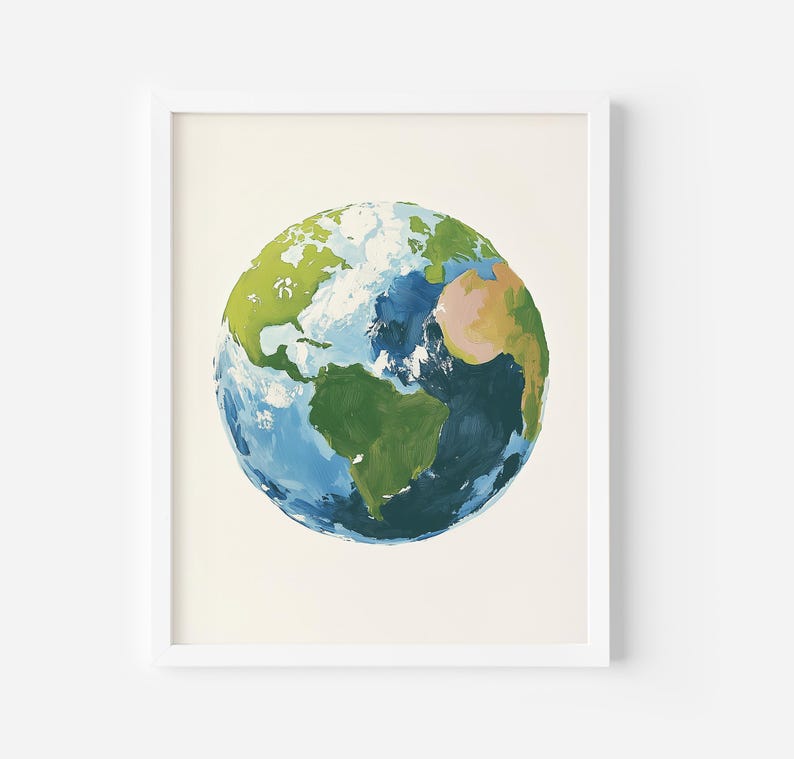 Blue Planet Art Print: Earth Day, Space Nursery Decor (digital Download ...