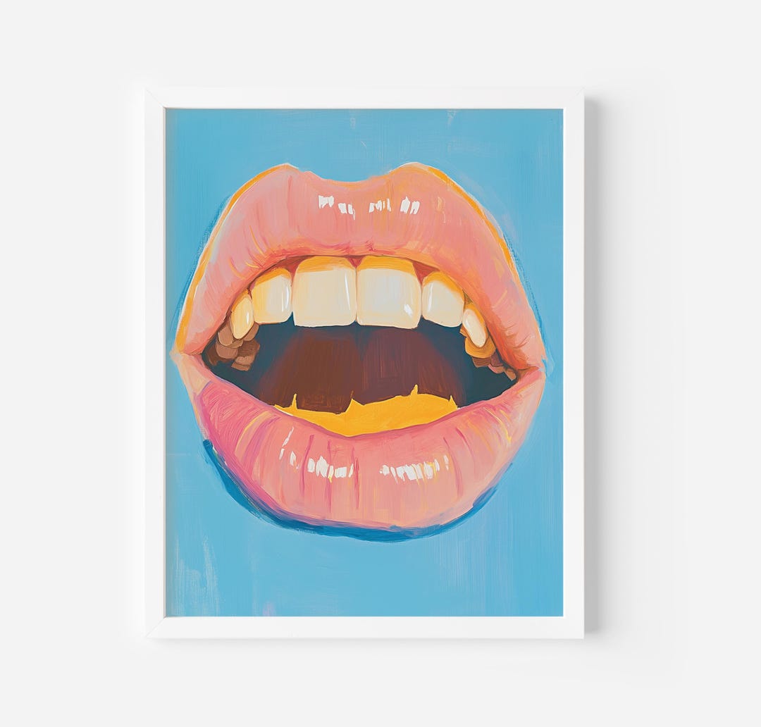 Retro Pink Lips Art Print: 90s Preppy Dorm Decor (digital Download ...