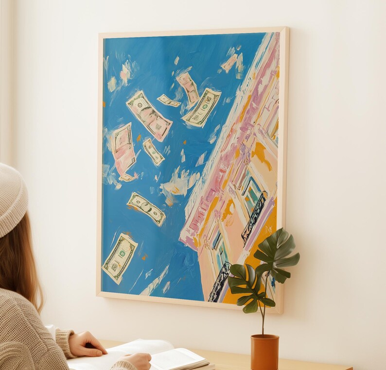 Money Rain Art Print: Preppy Dorm Decor (digital Download), Funky ...