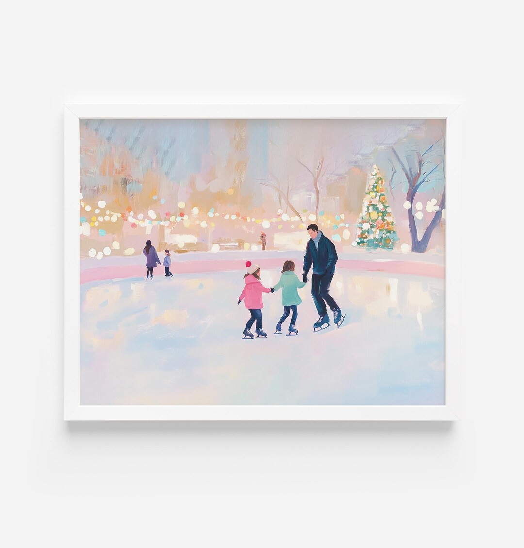Ice Skating Christmas Art Print: Winter Holiday Decor (digital Download ...